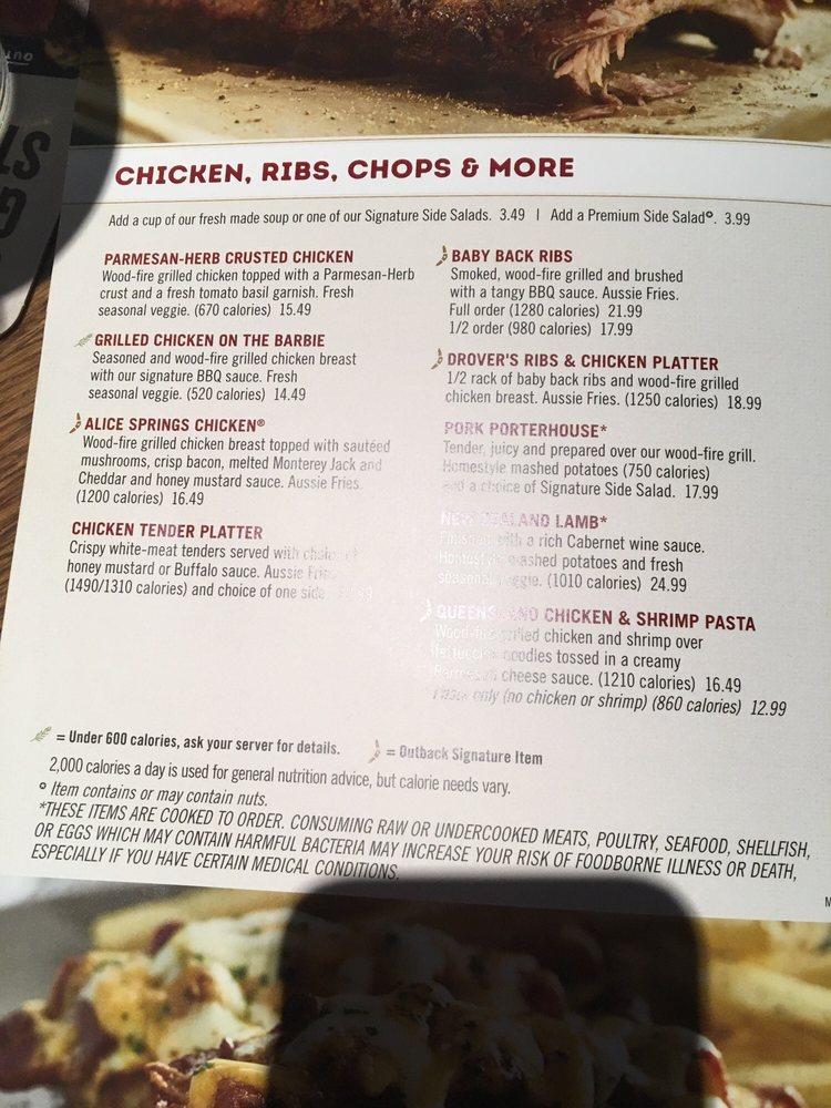 Menu at Outback Steakhouse, Las Cruces, 940 N Telshor Blvd