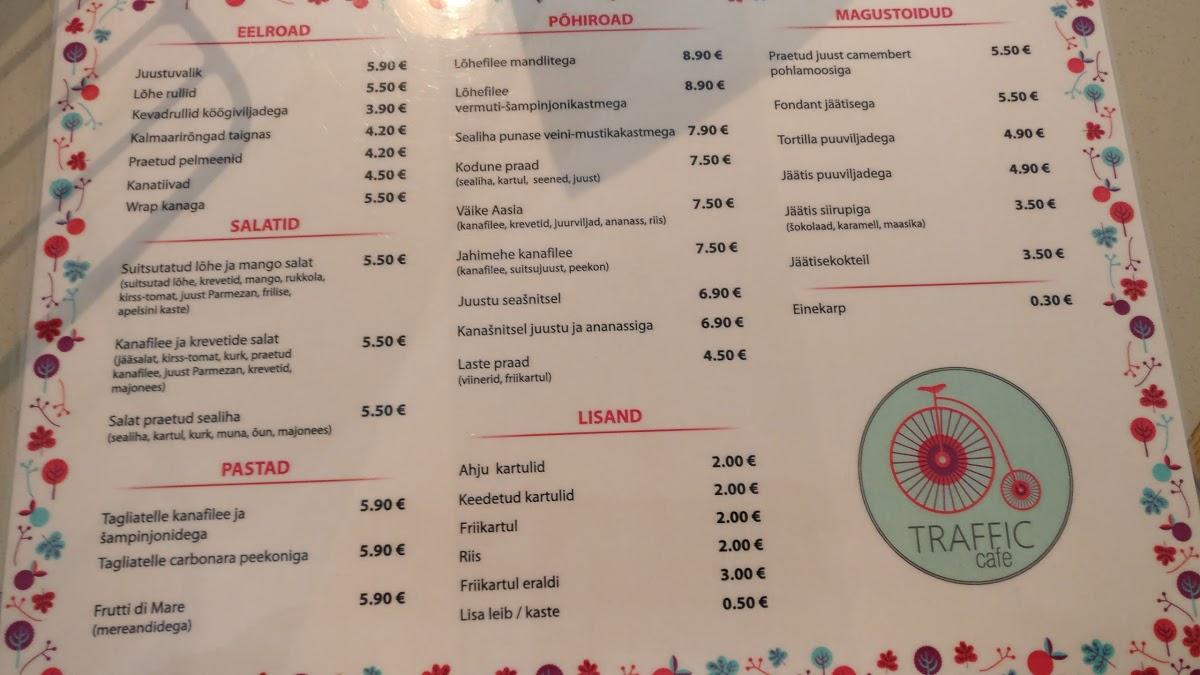 Menu at Traffic cafe, Narva-Jõesuu