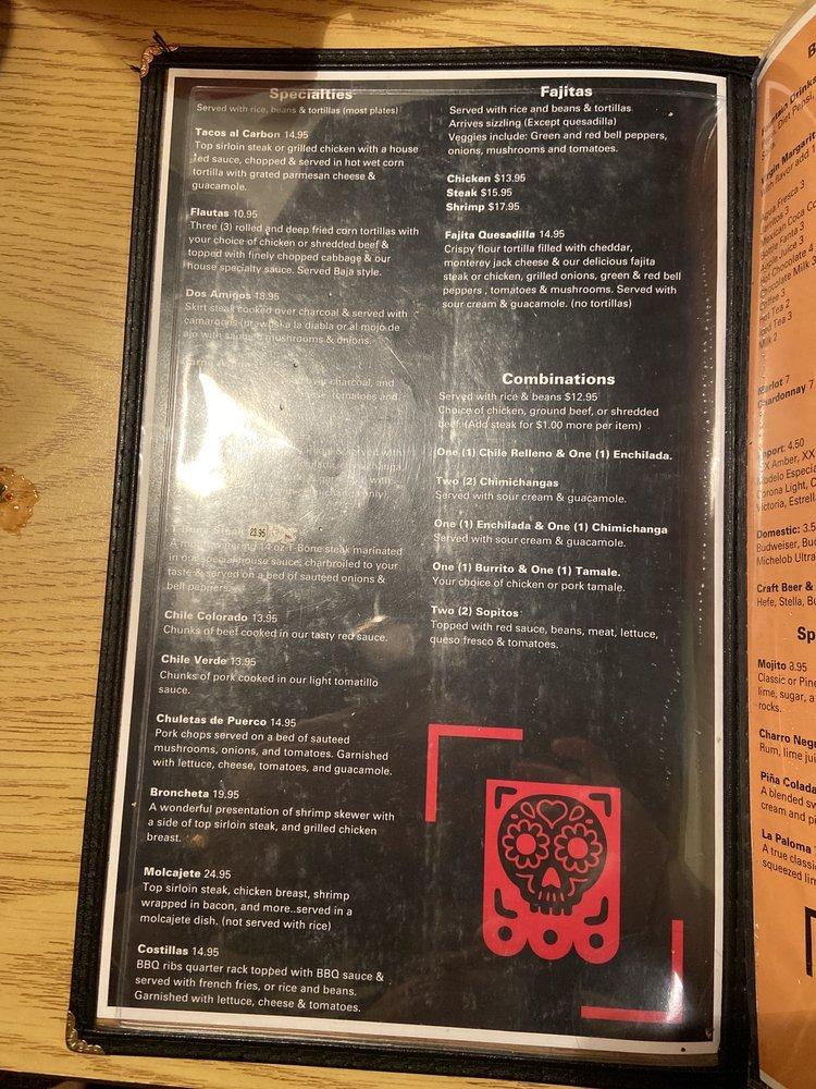 Menu at Una Ves Mas Mexican Restaurant, Seaside