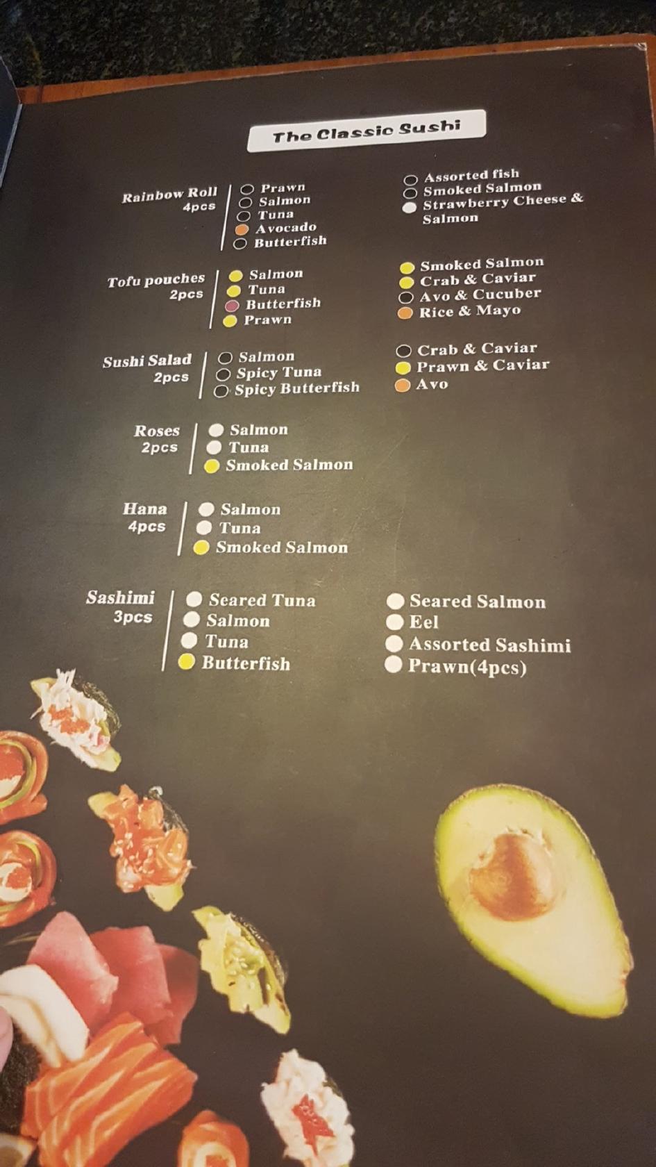 Menu at Yamakado Sushi Restaurant Fourways, Sandton