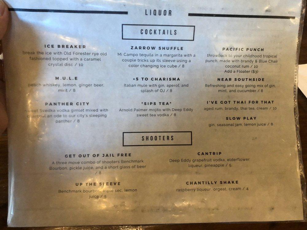 Menu at Game Theory Restaurant + Bar, Fort Worth, 804 S Main St