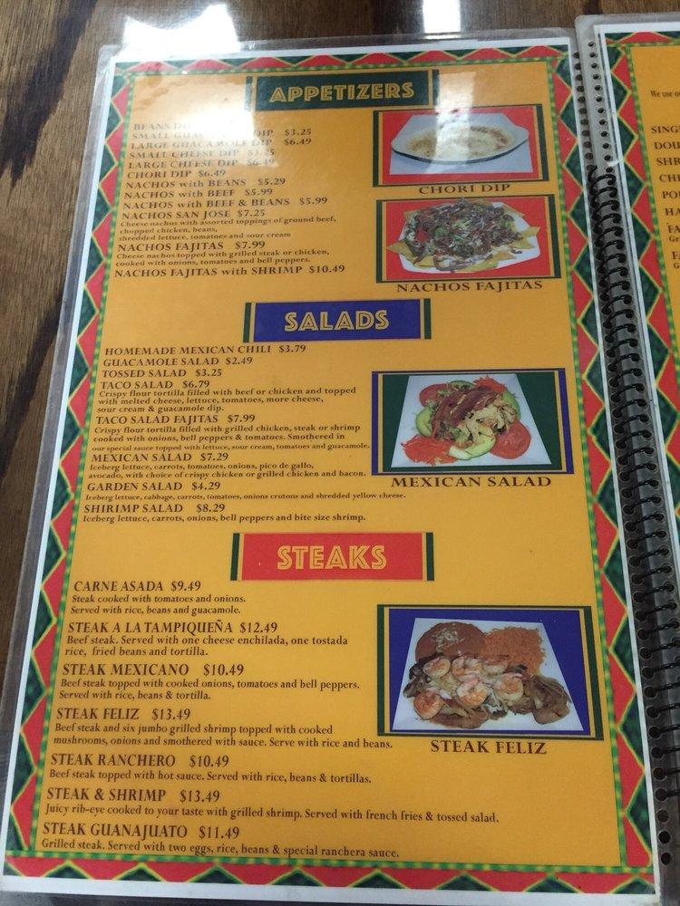 Menu at Guadalajara Mexican Grill restaurant, Pittsburg