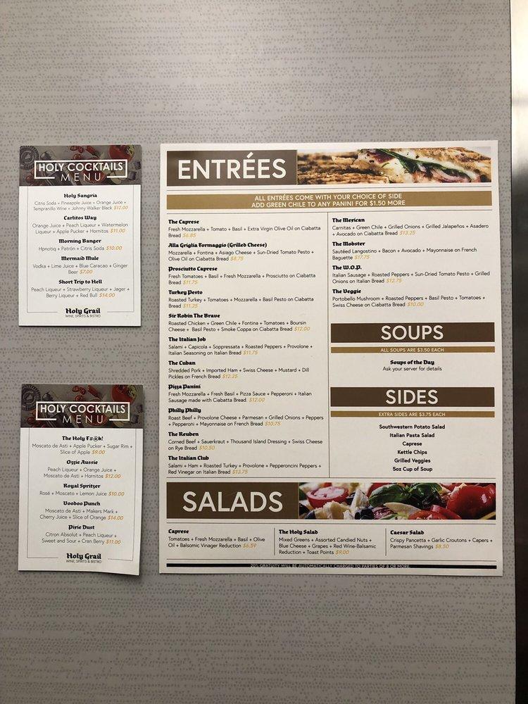Menu at The Holy Grail pub & bar, El Paso