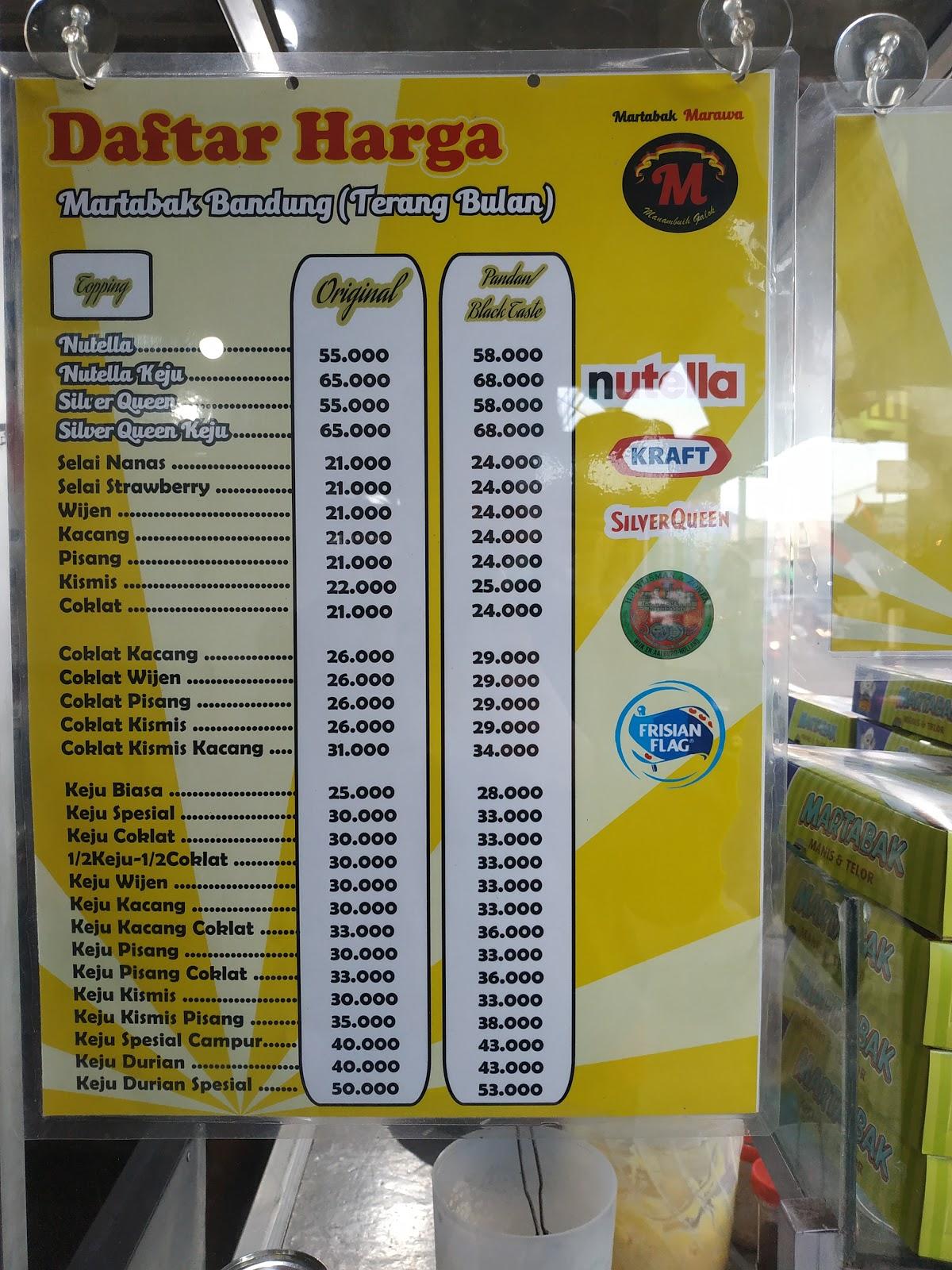 Menu at Martabak Marawa restaurant, Sendangadi, No