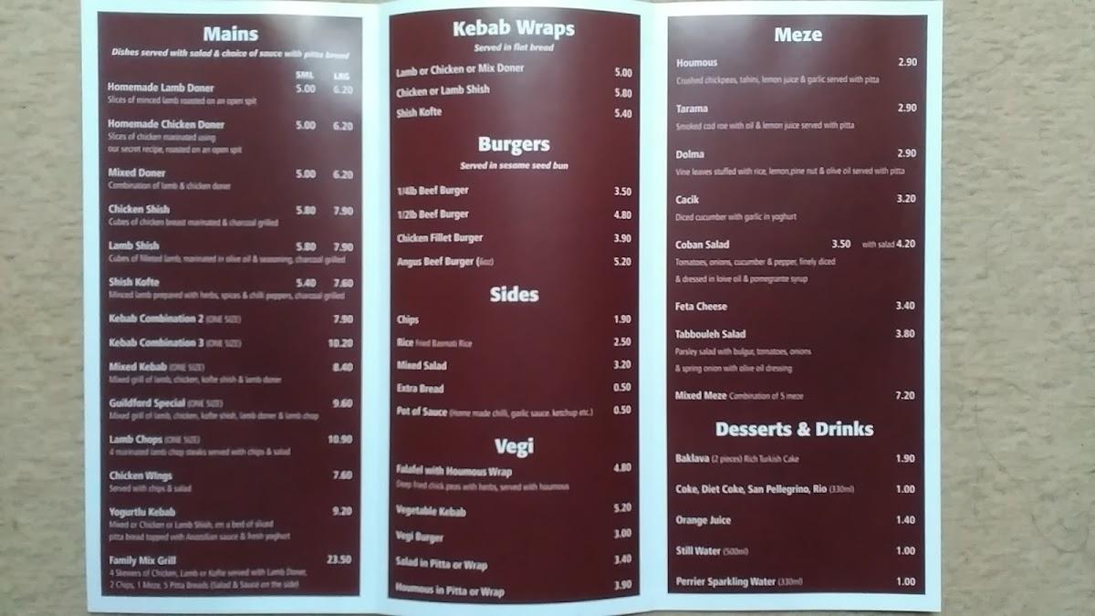 Menu at Nuro restaurant, Guildford, 11 Epsom Rd