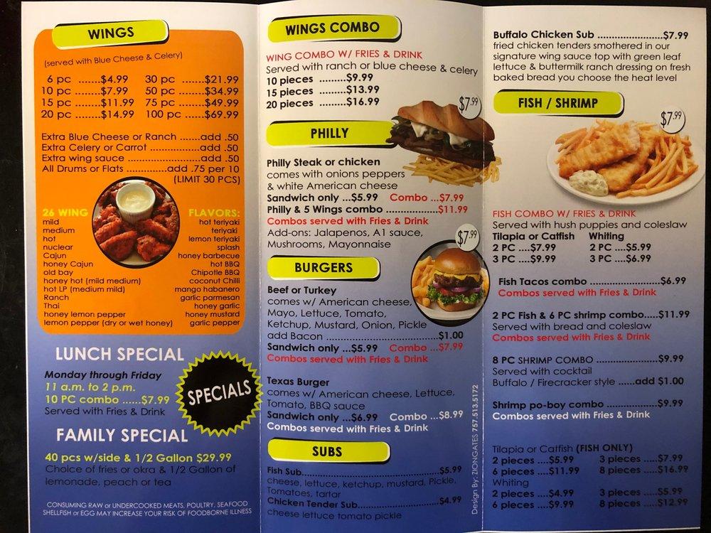 Menu at San Peter Wings restaurant, Ellenwood