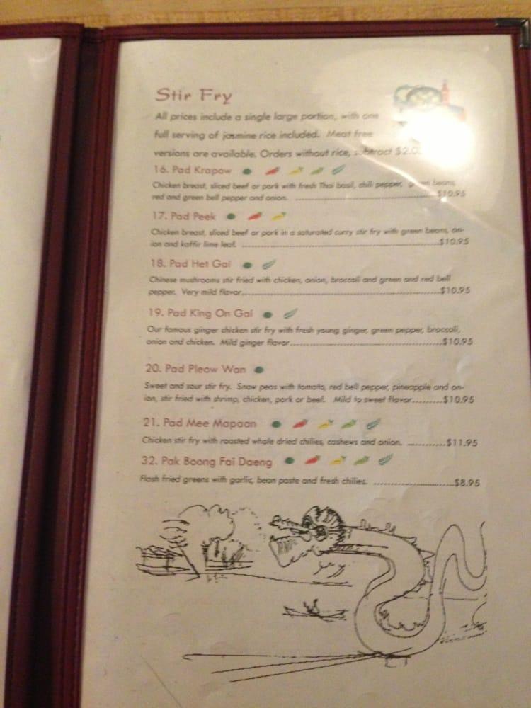 Menu at Thai Kitchen Restaurant, Thunder Bay