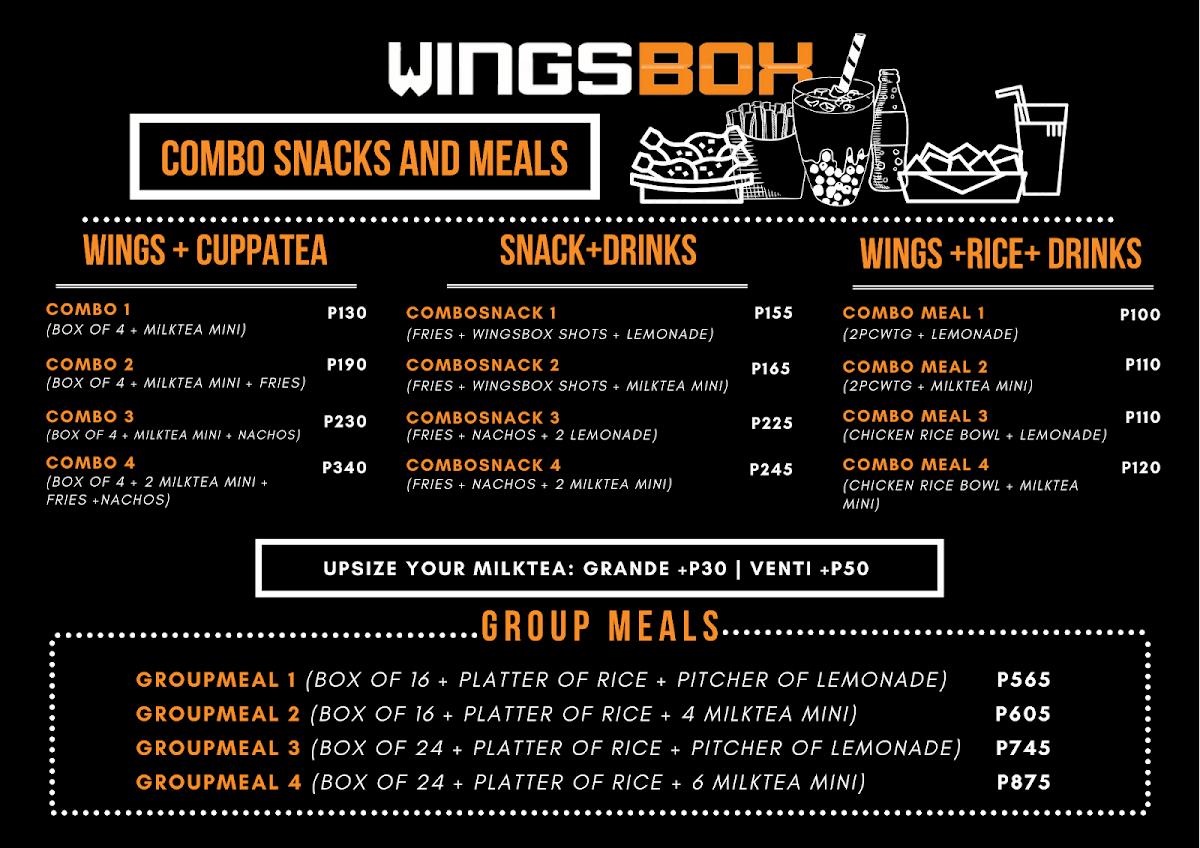 Menu at Wings Box restaurant, Kidapawan City