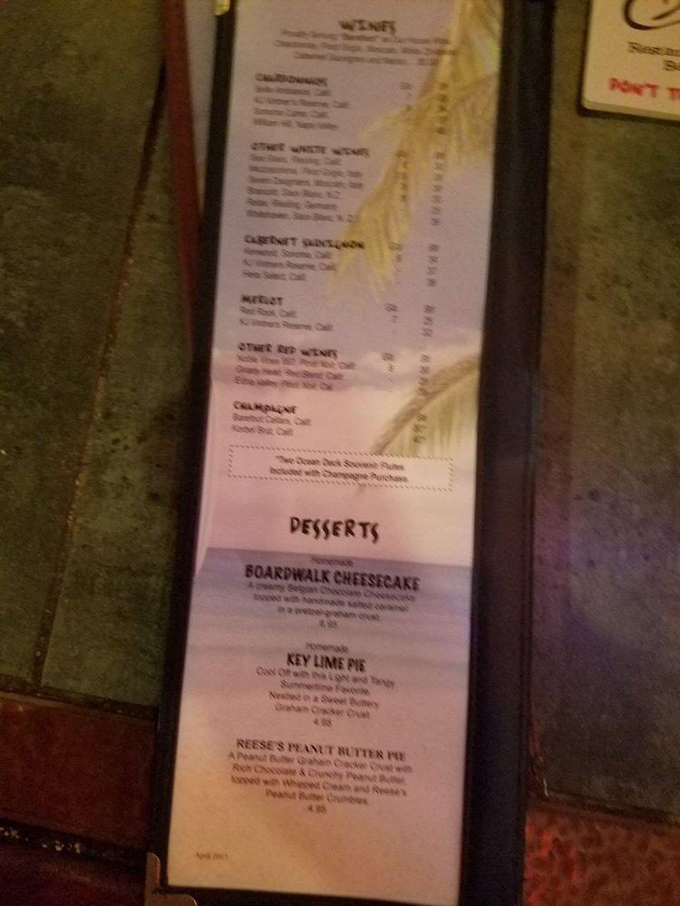 Menu at Ocean Deck Restaurant & Beach Bar, Daytona Beach