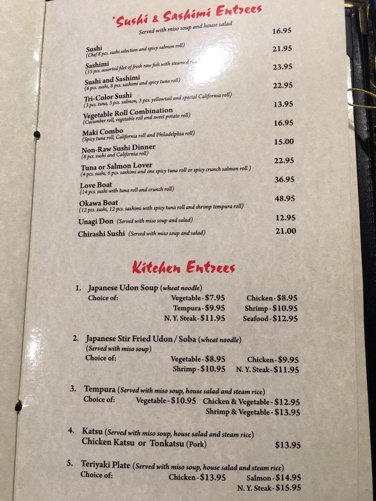 Menu at Okawa Steak House & Sushi restaurant, Bend
