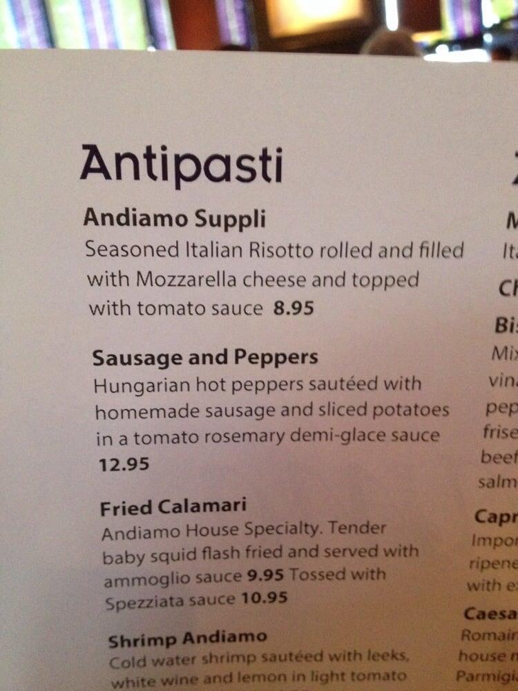 Menu at Andiamo Livonia restaurant, Livonia