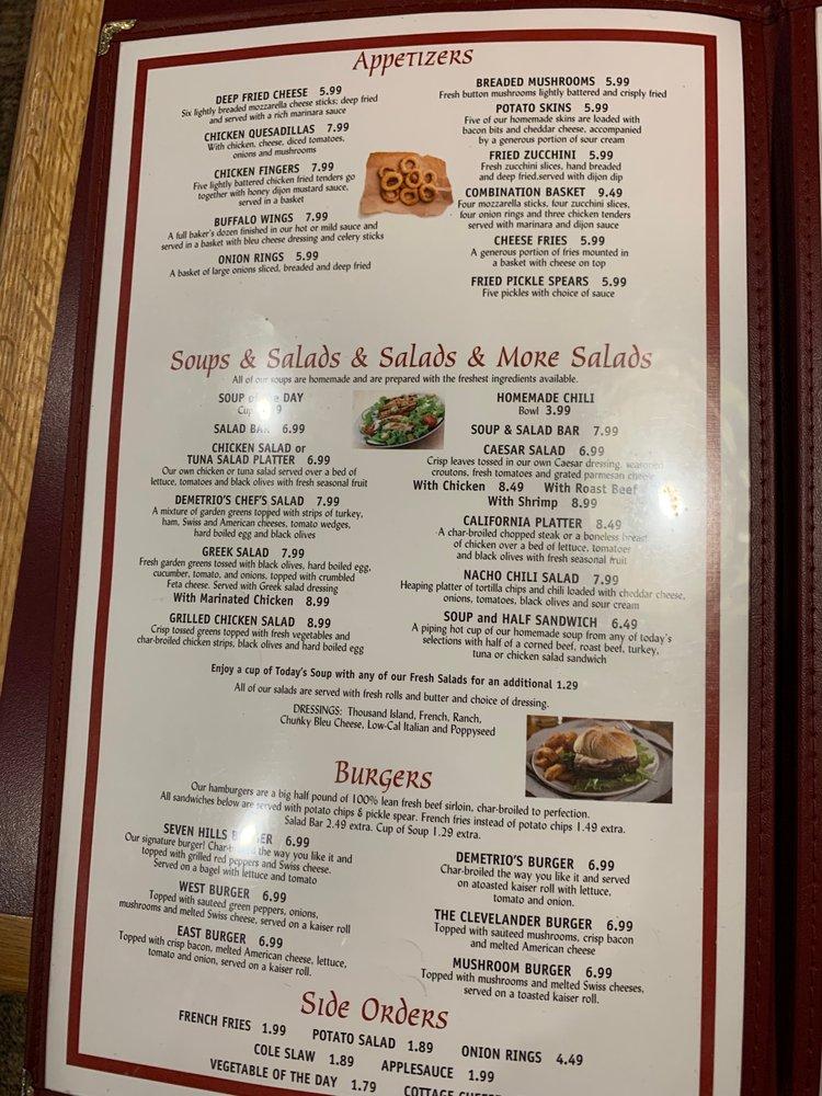 Menu at Demetrio's Family Restaurant, Seven Hills, Broadview Rd