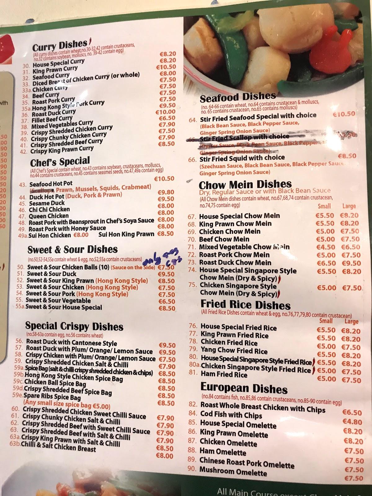 Menu at Great World Chinese Restaurant & Take Away, Muine Bheag