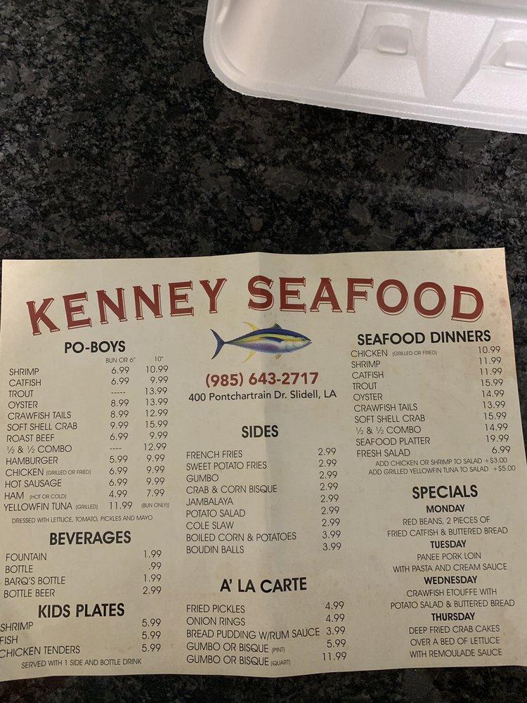 Menu at Kenney Seafood Inc restaurant, Slidell