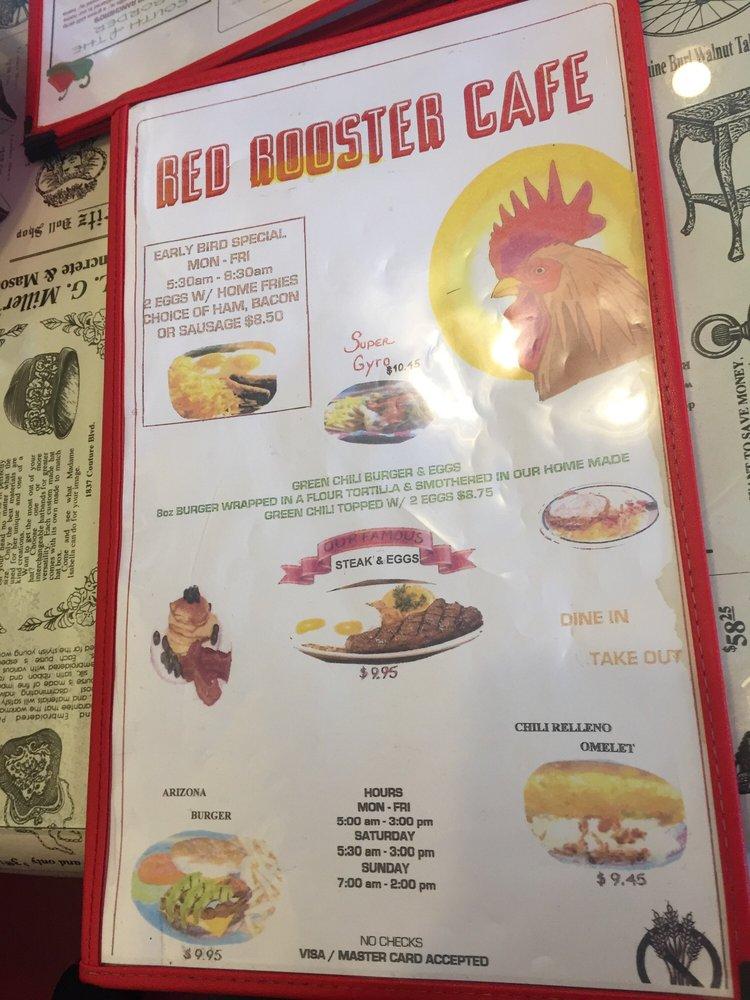 Menu at Red Rooster Cafe, Denver, Washington St