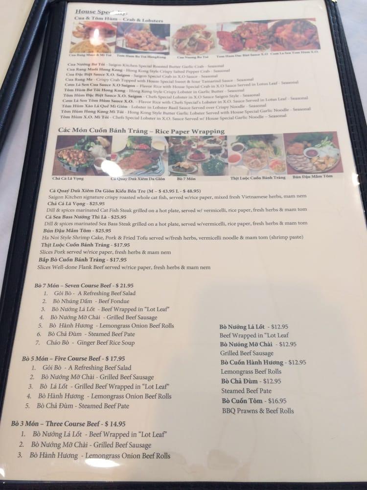 Menu at Saigon Kitchen restaurant, San Jose, Story Rd #1005