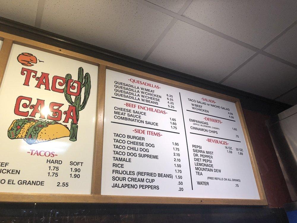 Menu at Taco Casa restaurant, Greenville, N Pleasantburg Dr