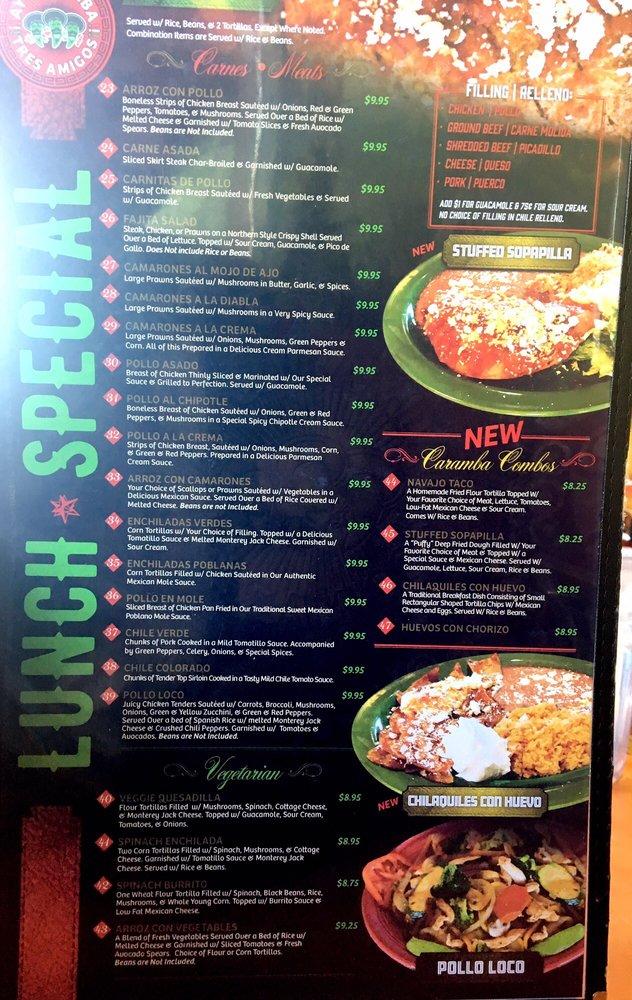 Menu at Ay Caramba Tres Amigos restaurant, Wenatchee