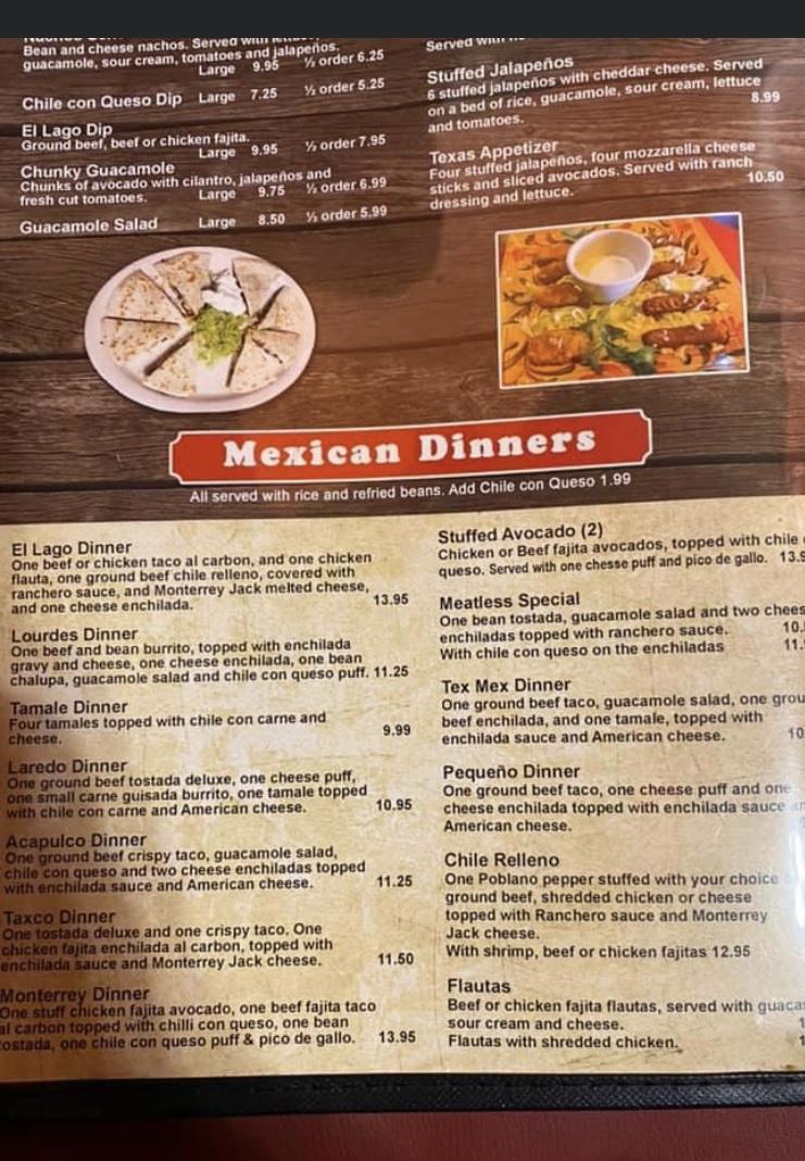 Menu at El Lago Mex Bar & Grill, Houston