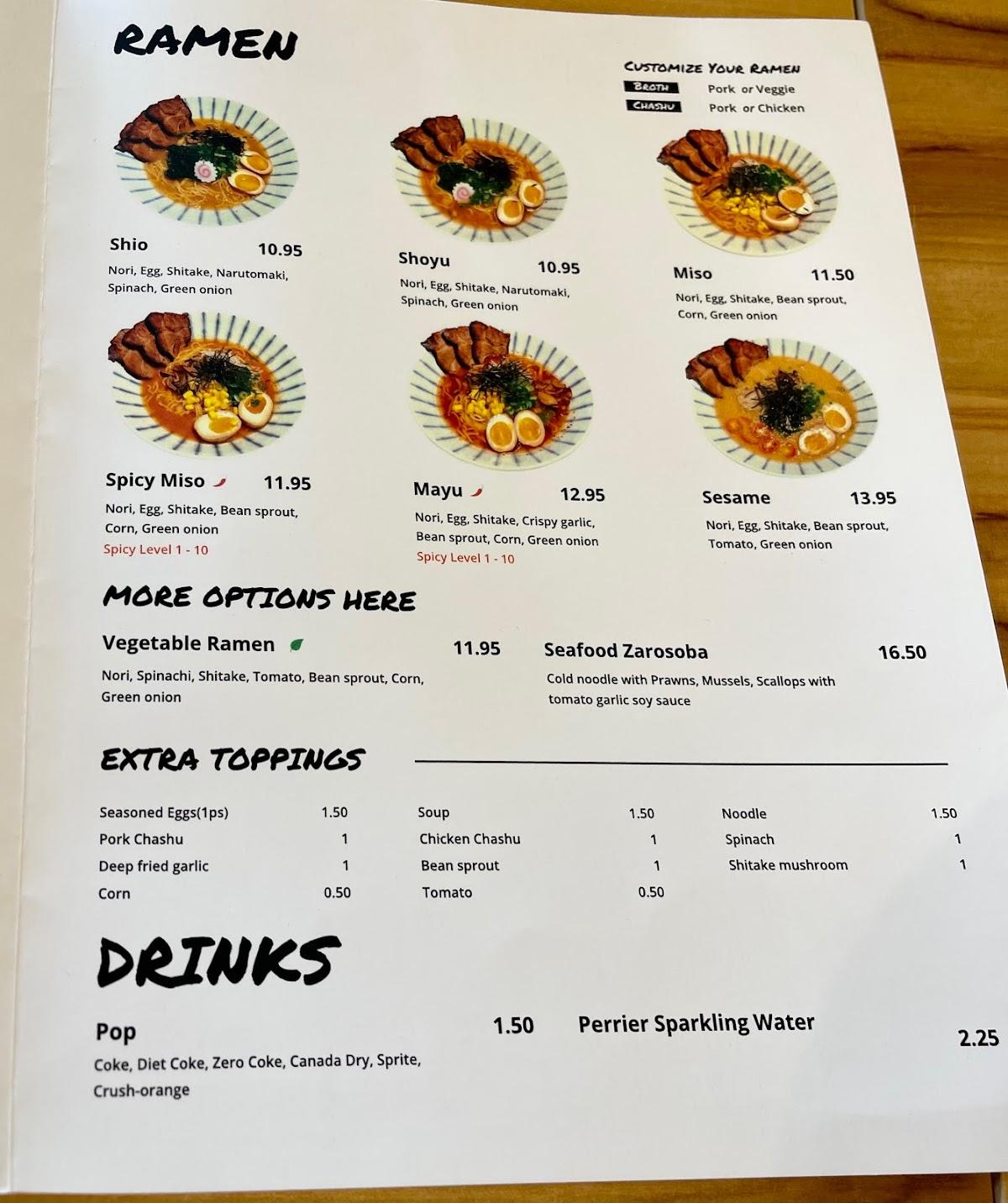 Menu at Hiroshi Japanese Ramen - Surrey restaurant, Surrey