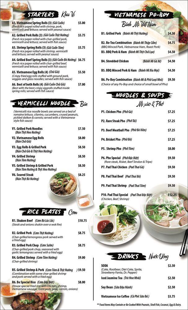 Menu at Bo-Tea Café restaurant, Slidell