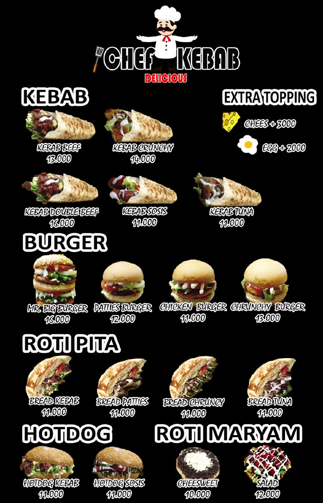 Menu at Chef Kebab Delicious cafe, Sidoarjo