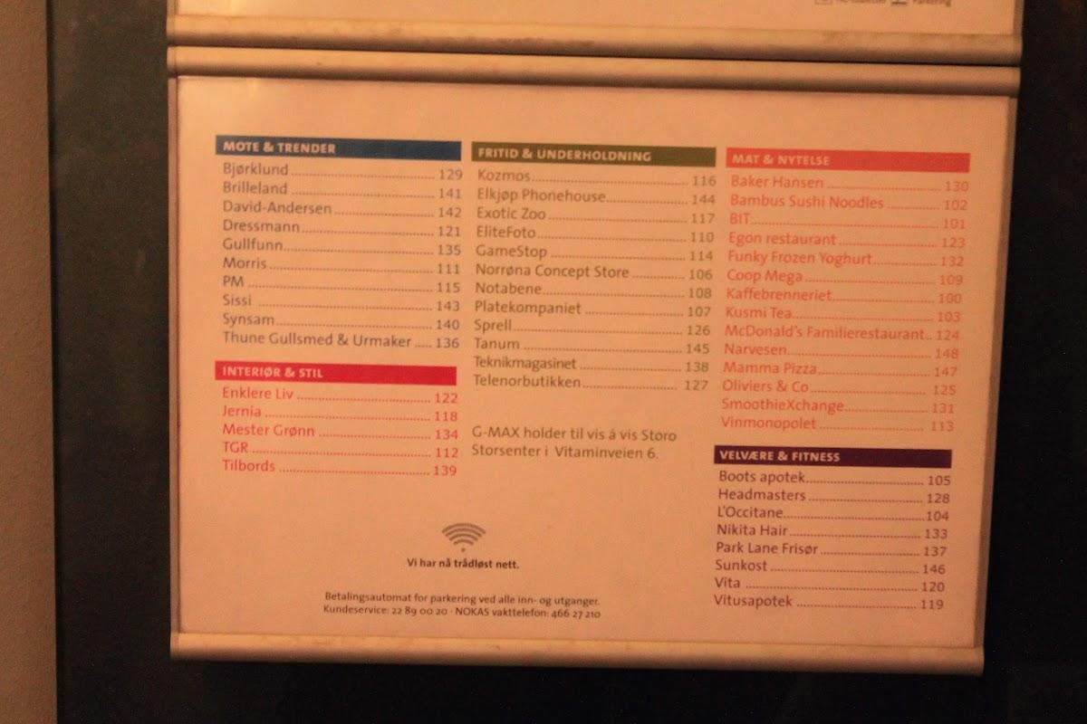 Menu at Egon restaurant, Oslo, Vitaminveien 9-11