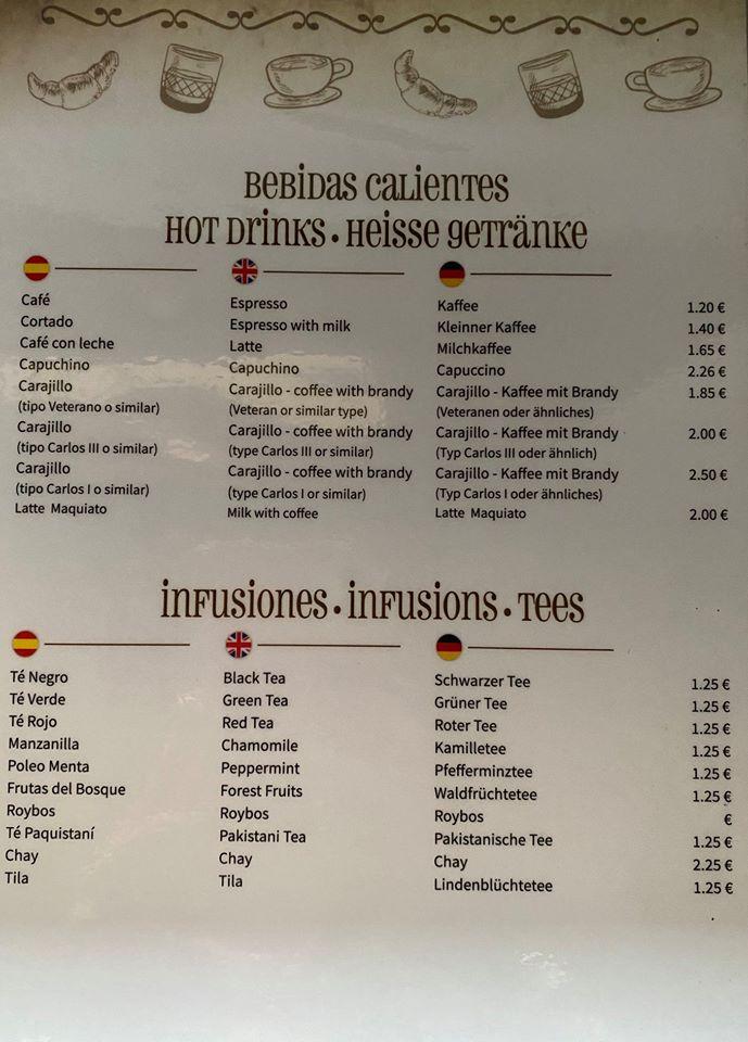 Carta de Bar Mingo, Manacor