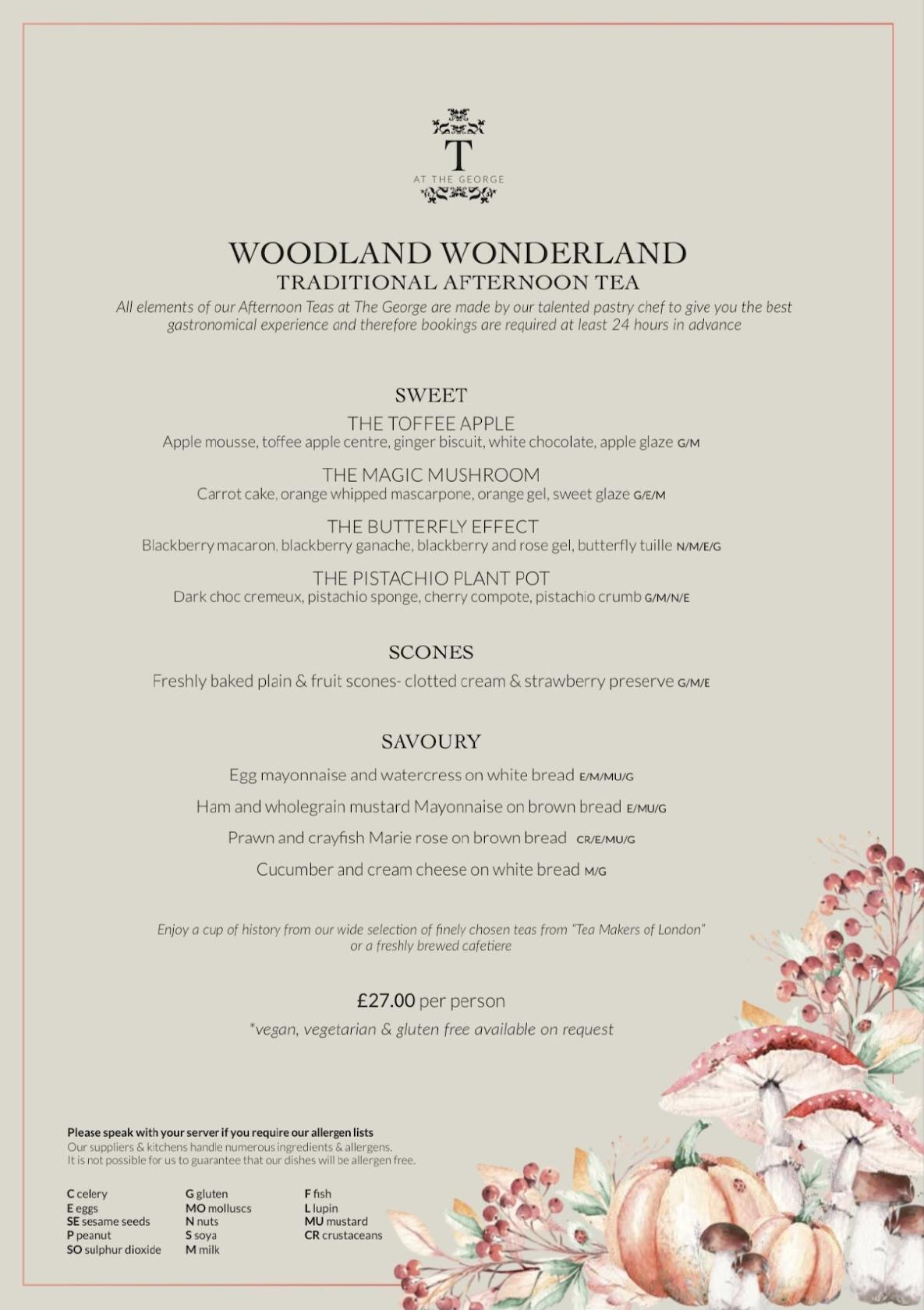 Menu at Tea at The George - A beautiful victorian inspired Afternoon ...