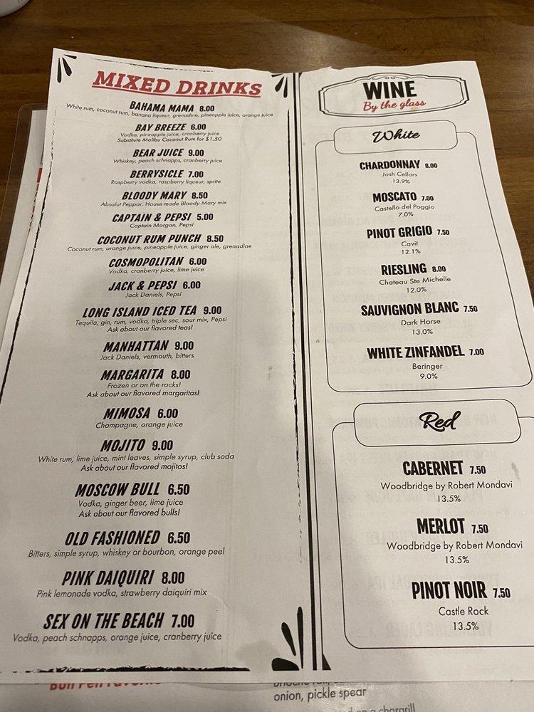 Menu at The Bull Pen Restaurant & Sports Bar, Tyrone
