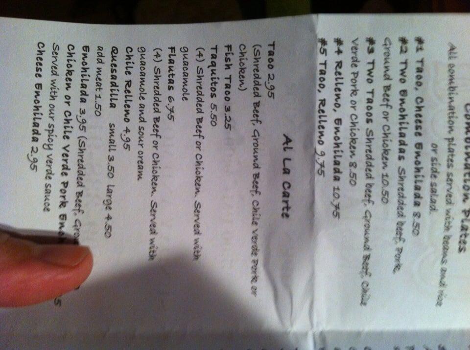 Menu at La Casita Crestline restaurant, Crestline