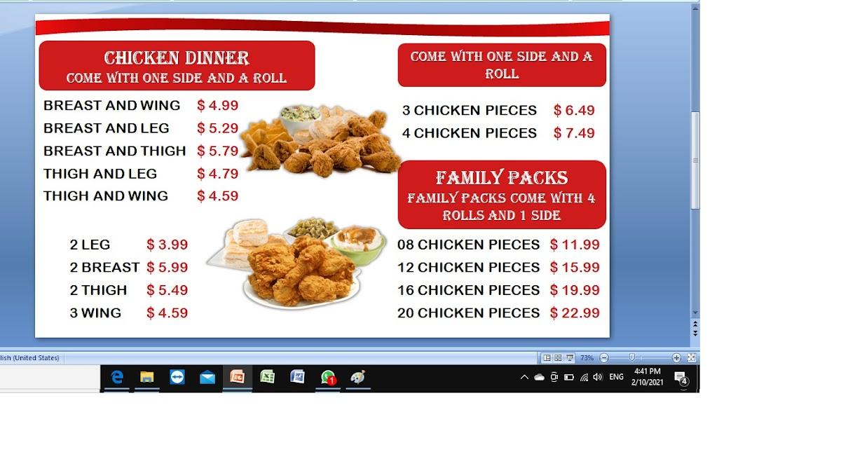 Menu at R&J Fried Chicken restaurant, Zephyrhills