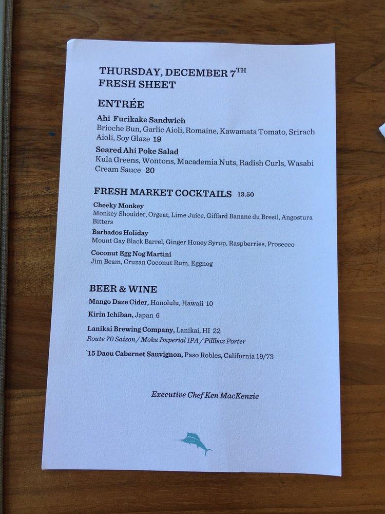 Menu at Tommy Bahama Restaurant, Bar & Store, Honolulu