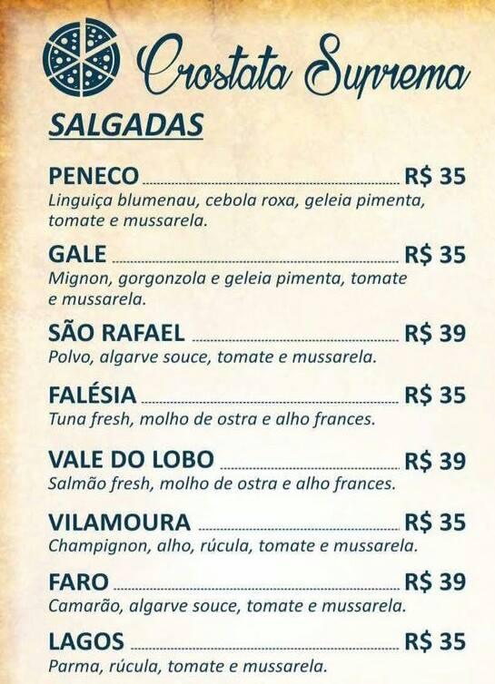 Menu at Algarve Europe Club, Imbituba