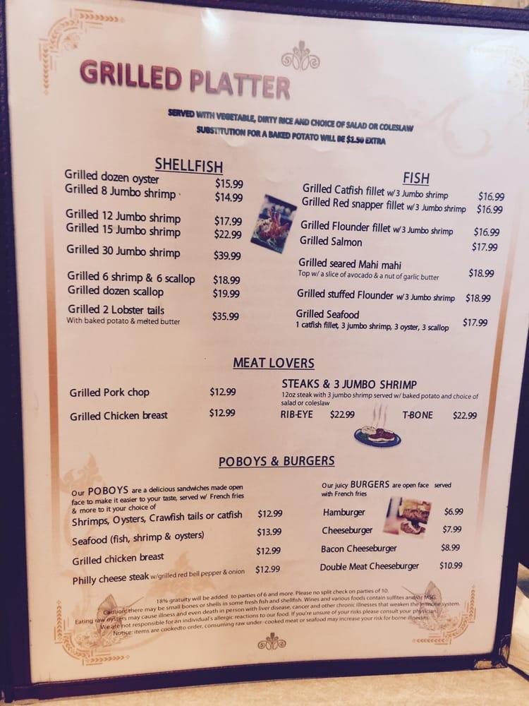 Menu at Bayside Seafood restaurant, Port Lavaca