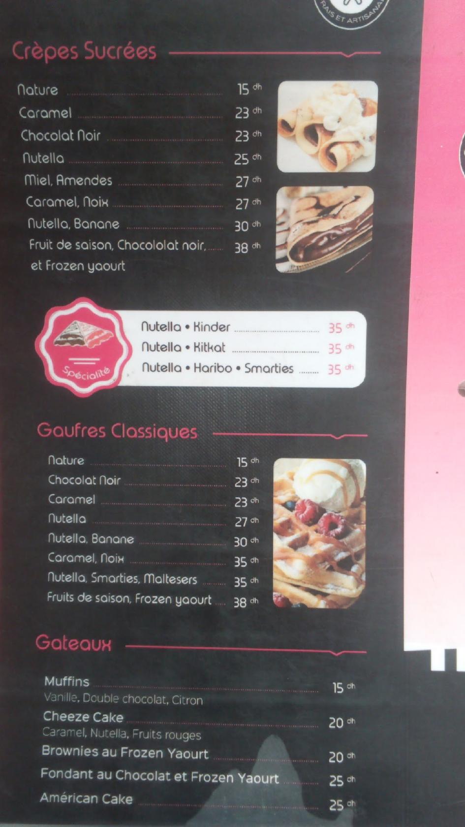 Menu at Pause Café cafe, Agadir