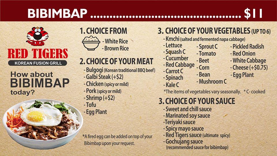 Menu at Red Tigers Asian BBQ, Pasadena