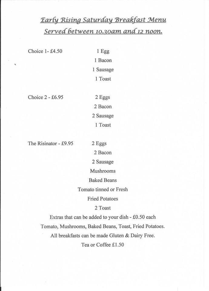 Menu at The Rising Sun pub & bar, Trowbridge, 61 Woodmarsh