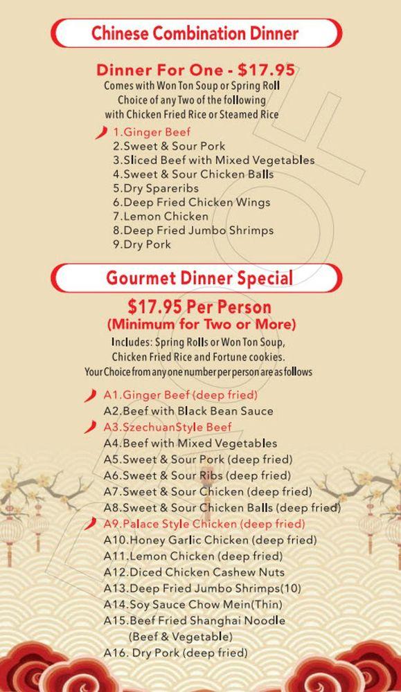Menu at Oriental Palace restaurant, Invermere
