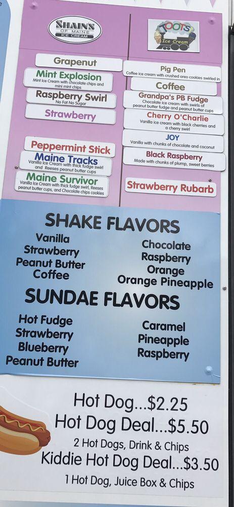 Menu at Sunset Sundaes, Topsham