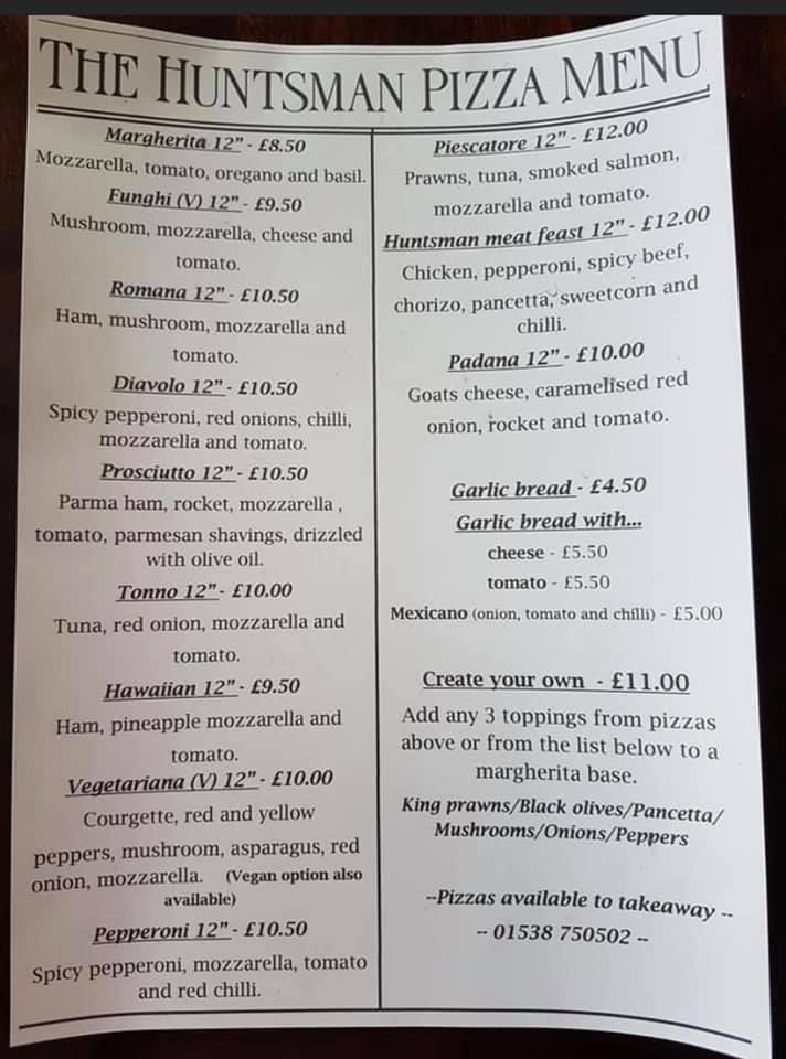 Menu at The Huntsman pub & bar, Tean, The Grn
