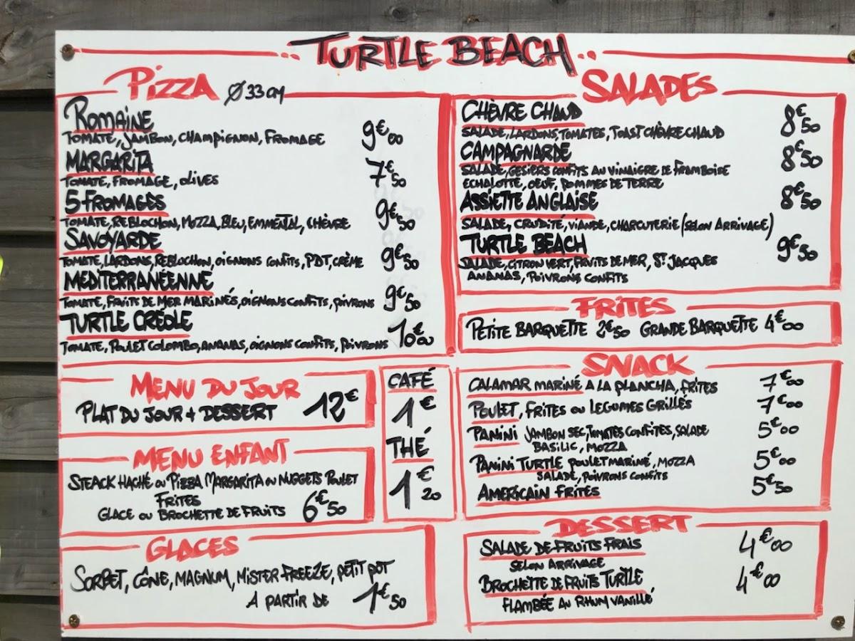 Menu at Turtle Beach restaurant, Vias