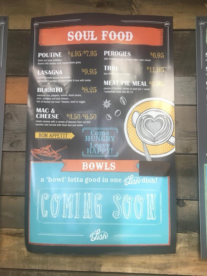 Menu at d'Lish Kitchen Cafe, Tillsonburg