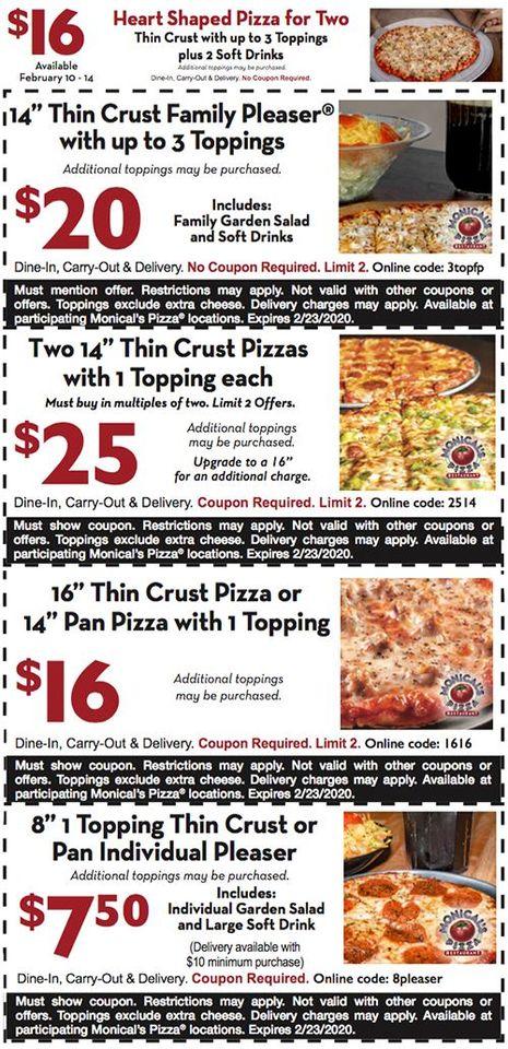 Menu at Monical's Pizza pizzeria, Gibson City
