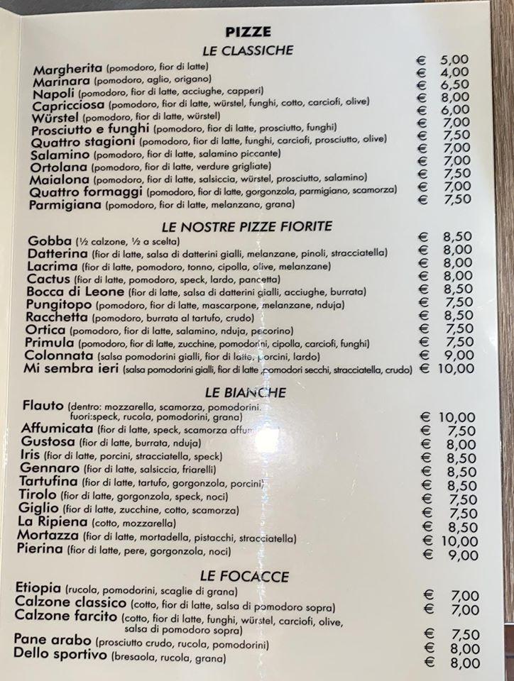 Menu at La Fiorita Ristorante Pizzeria, Scandicci