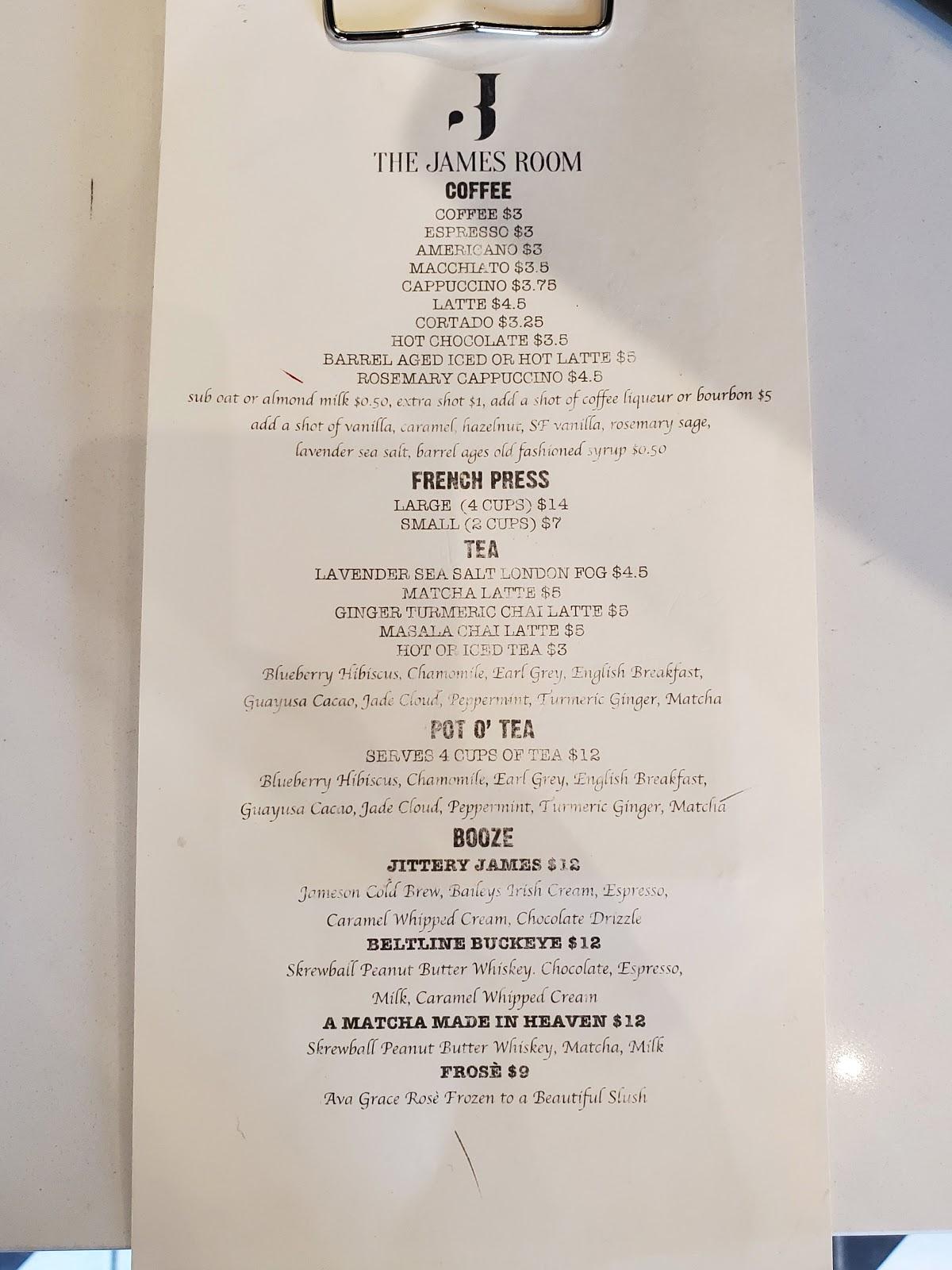 Menu at The James Room pub & bar, Atlanta, 661 Auburn Ave NE STE 280