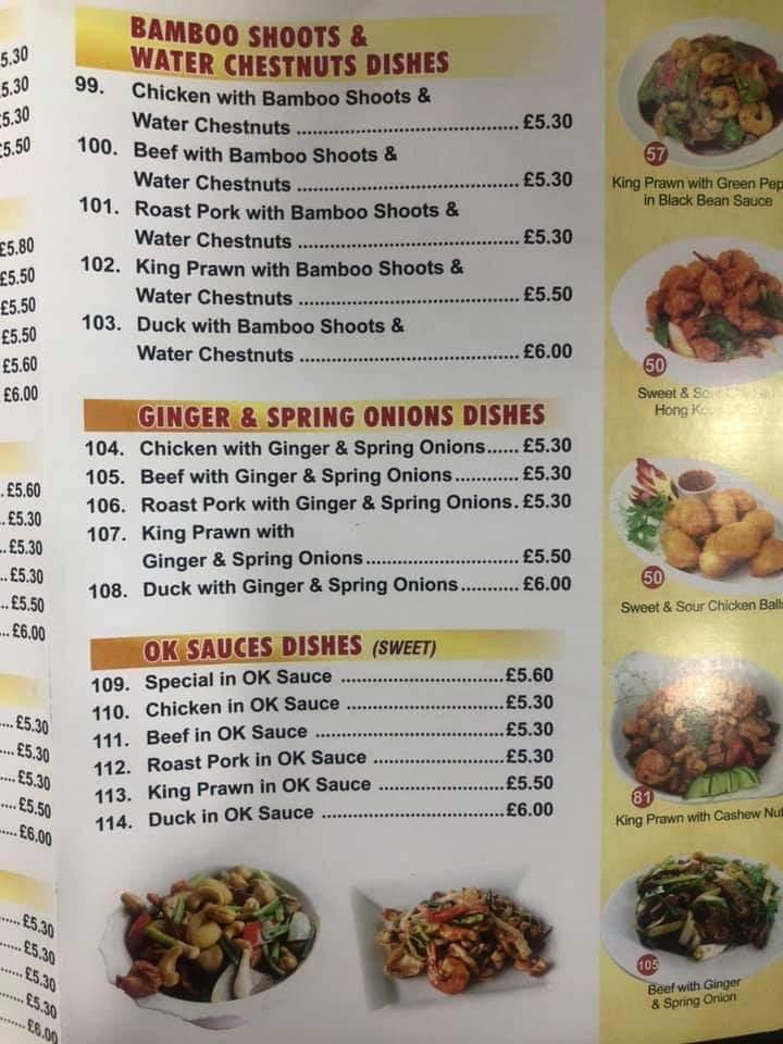 Menu at Ho-Wah fast food, Huddersfield