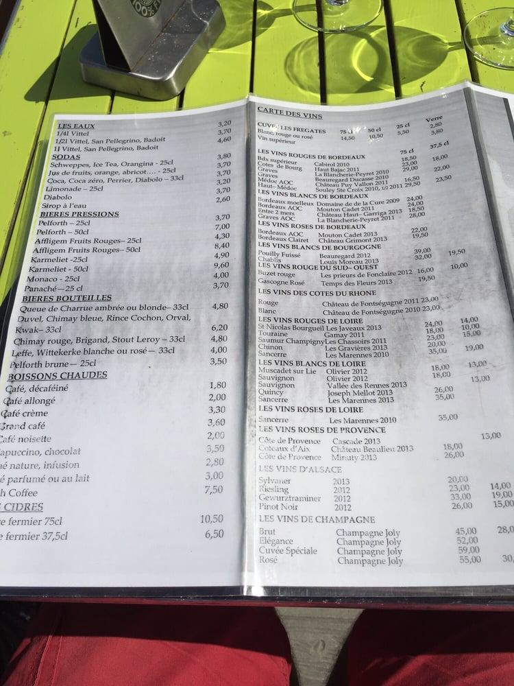 Menu au Les Frégates restaurant, Veulettes-sur-Mer, 3 Digue Jean Corruble