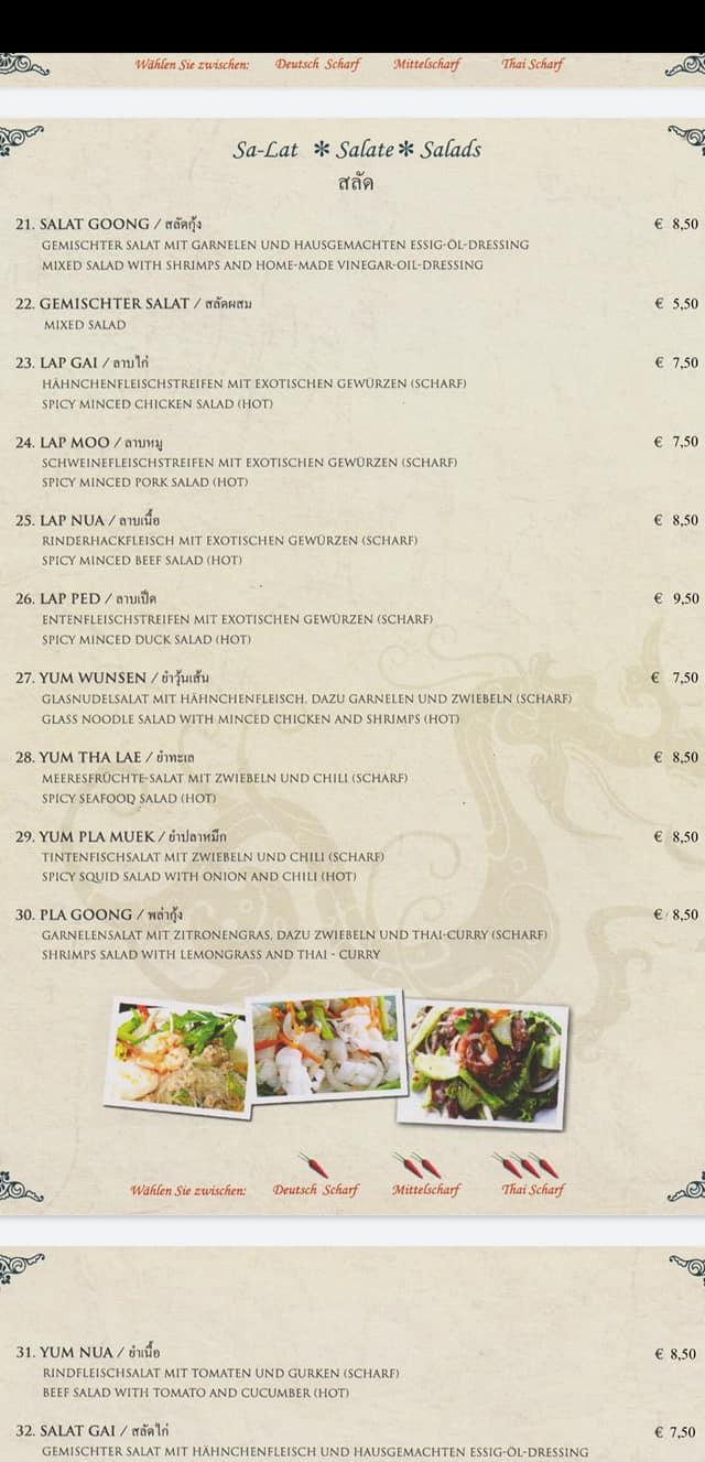 Carta del restaurante Thai Ja-Röen, Kerpen