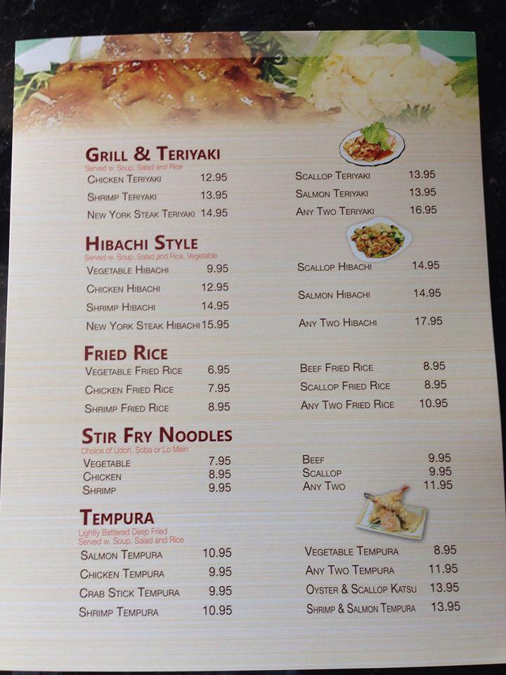Menu at Atami Japanese Grill restaurant, Vicksburg